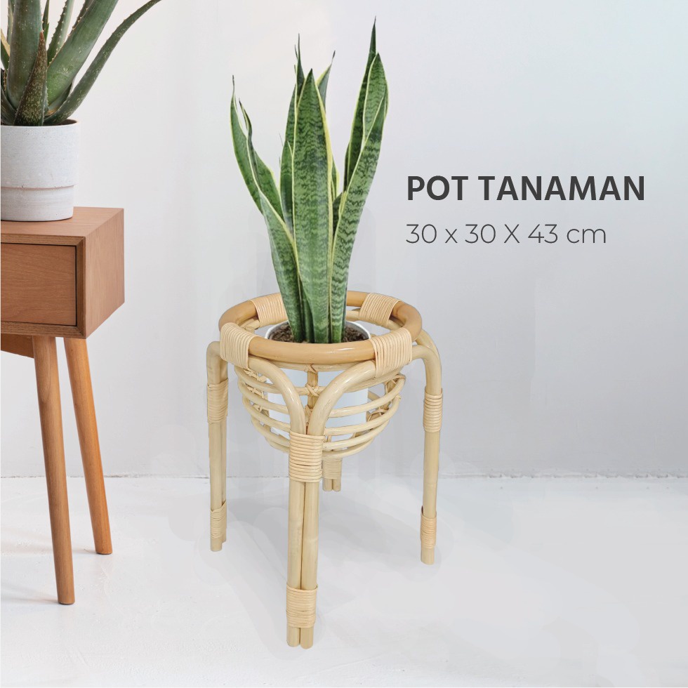 Jual RARAS POT TANAMAN Standing Pot Rotan Asli Vas Rotan Standing Kayu ...