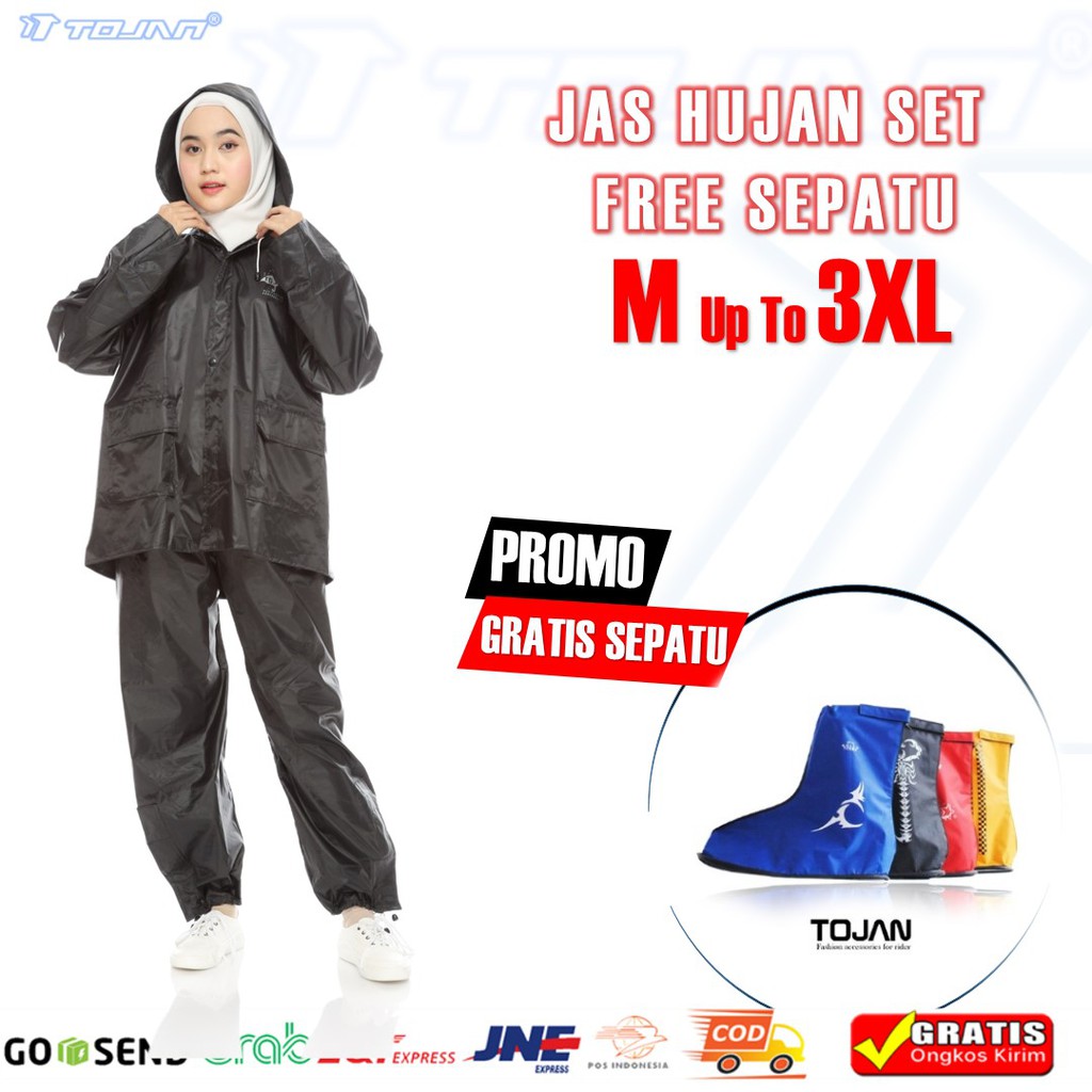 Jual TOJAN Jas Mantel Hujan Lengkap Jas Sepatu Bahan Parasut 70D PVC Jumbo XXXL | Shopee Indonesia