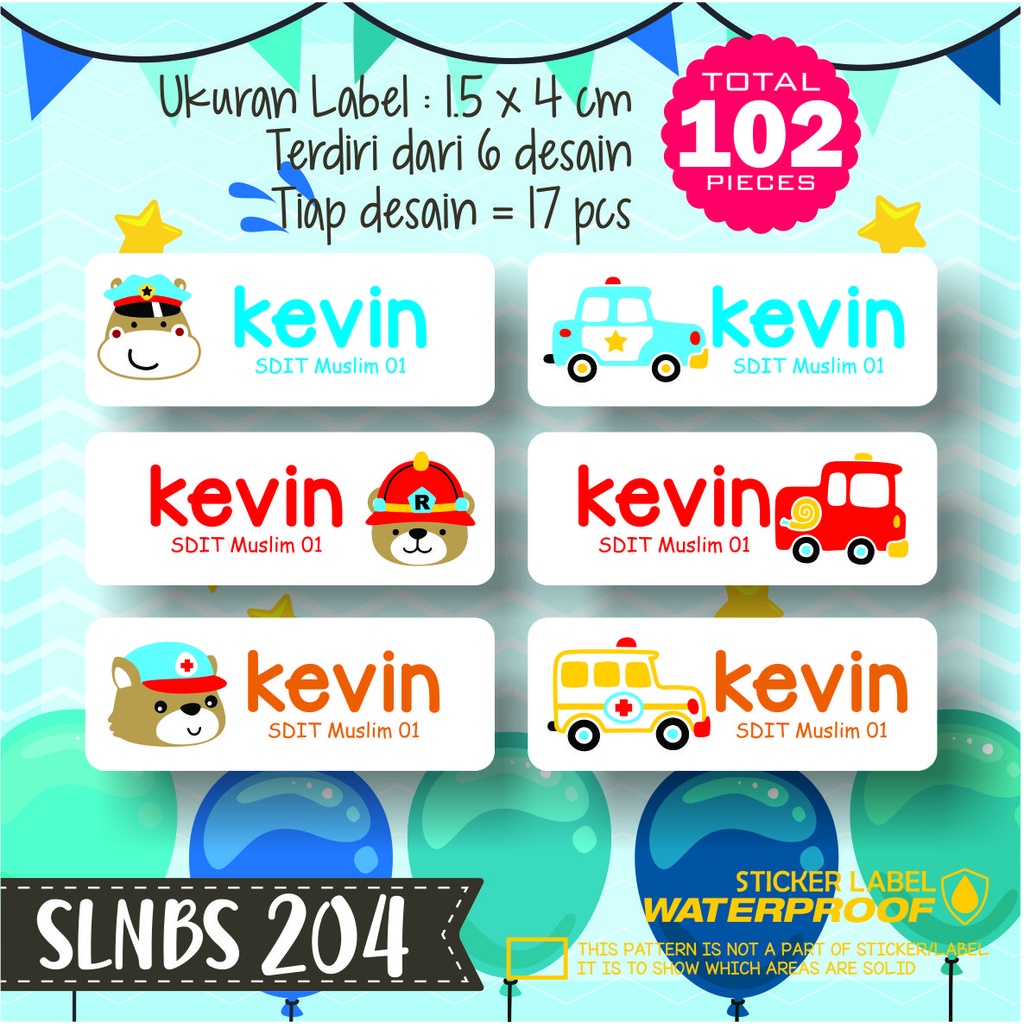 Jual stiker label nama anak kartun sticker anti air bunga tanaman SLNBS ...