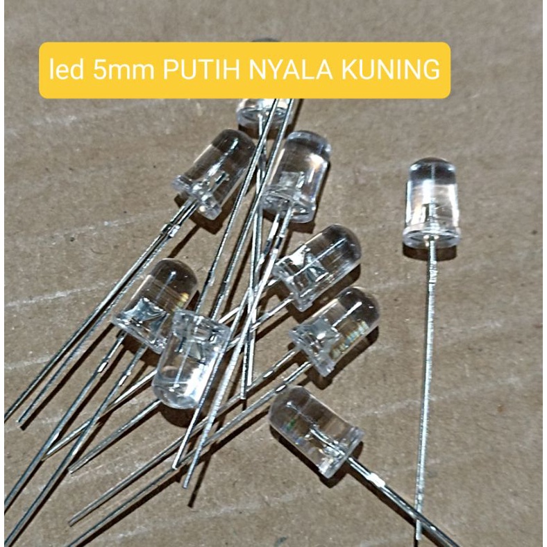 Jual 10BUAH LED 5MM PUTIH NYALA KUNING | Shopee Indonesia