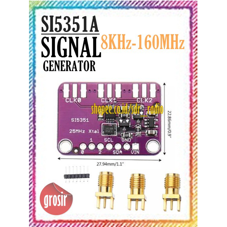 Jual Papan Modul Generator Sinyal Jam Dc 3v-5v 5351 Si5351A 8khz-160mhz ...