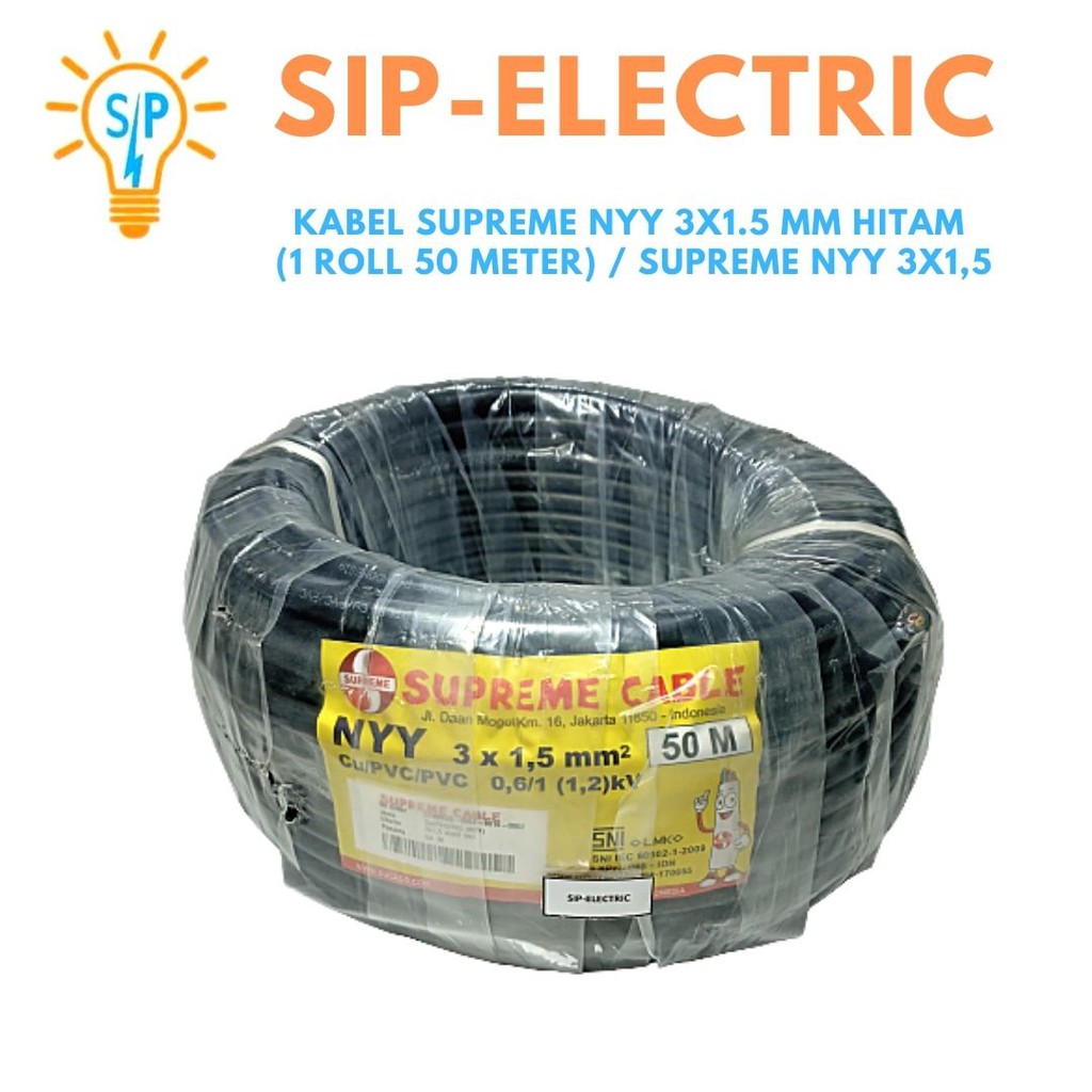 Jual Kabel Supreme Nyy 3X1.5 Mm Hitam (1 Roll 50 Meter) / Supreme Nyy 3X1,5 mm | Shopee Indonesia