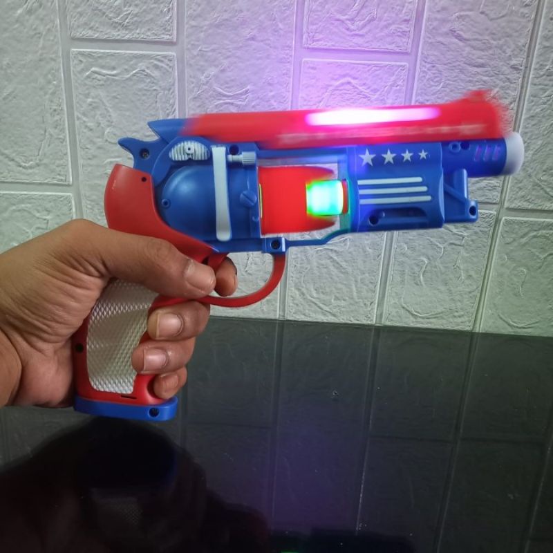 Jual Mainan Pistol LED Tembakan Avengers Baterai ada Lampu dan Bunyi Suara Tembak Tanpa Peluru ...