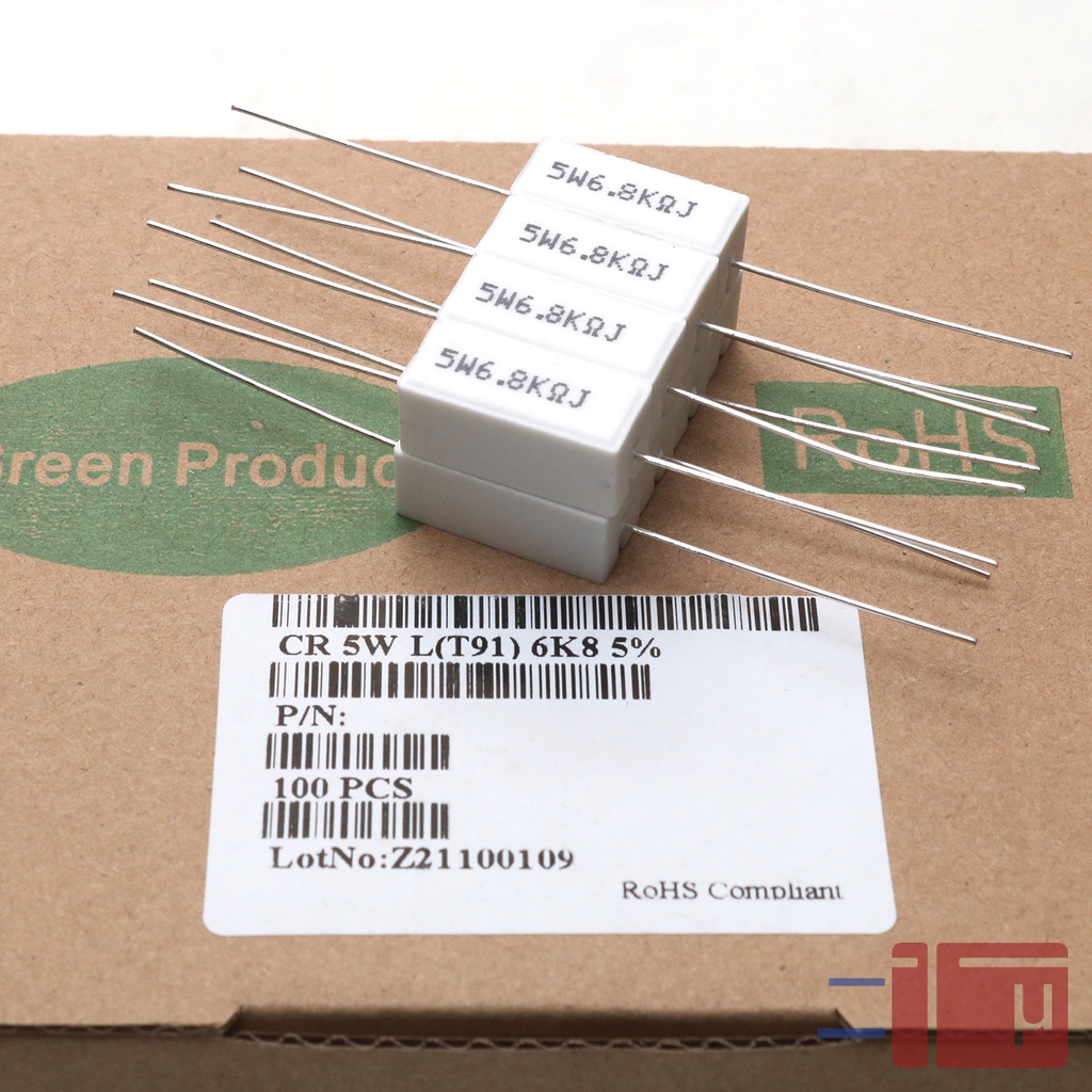 Jual Resistor Kapur 6K8 6.8K 5W Taiwan Kaki Tembaga | Shopee Indonesia