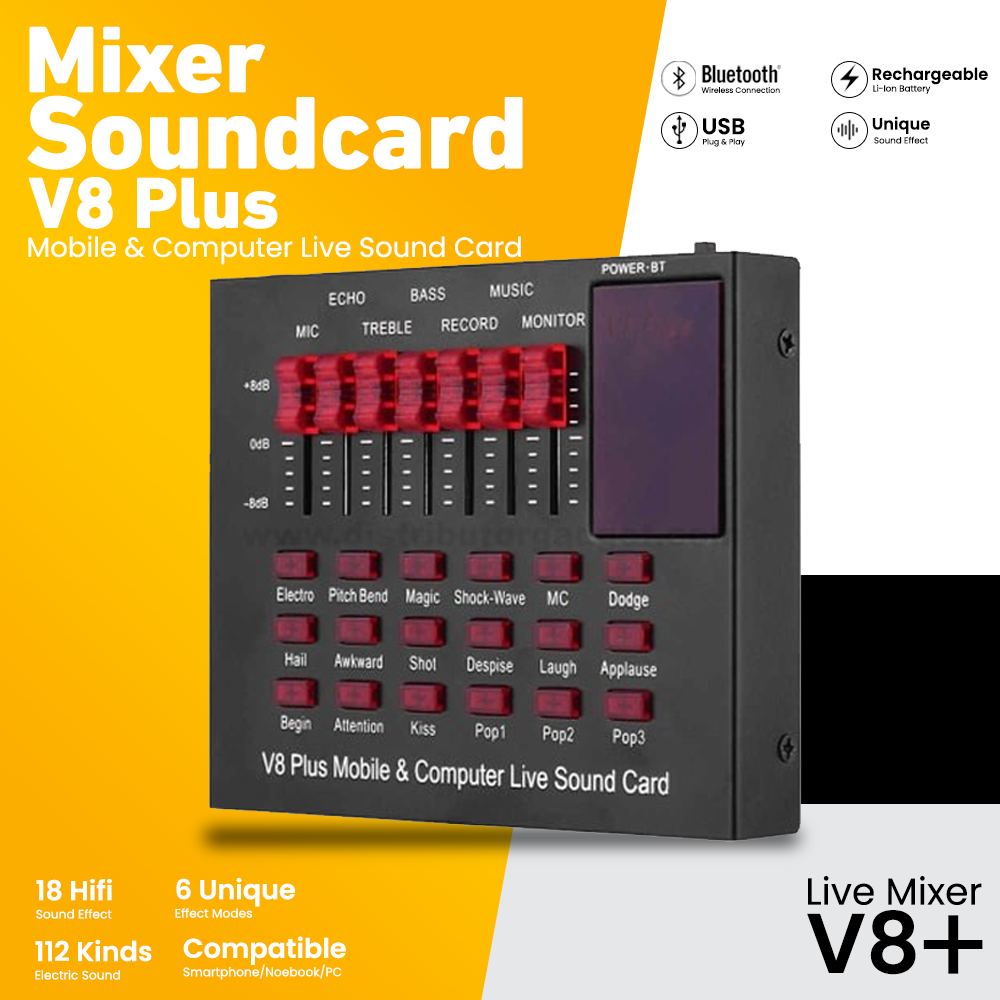 Jual Mixer Soundcard V8 Plus for Audio External USB Bluetooth | Shopee ...