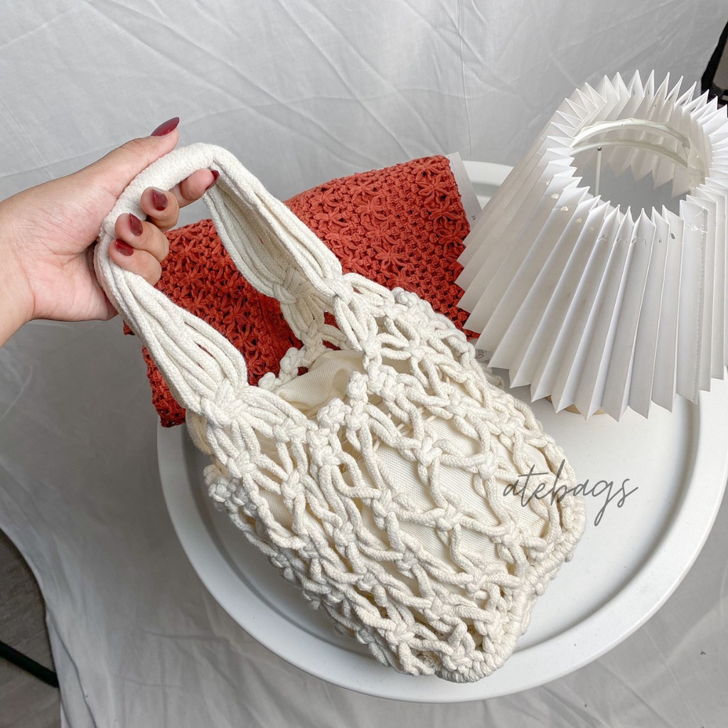 Jual Tas Wanita Rajut Bucket Lina Bag Handbag Benang Katun Premium ...