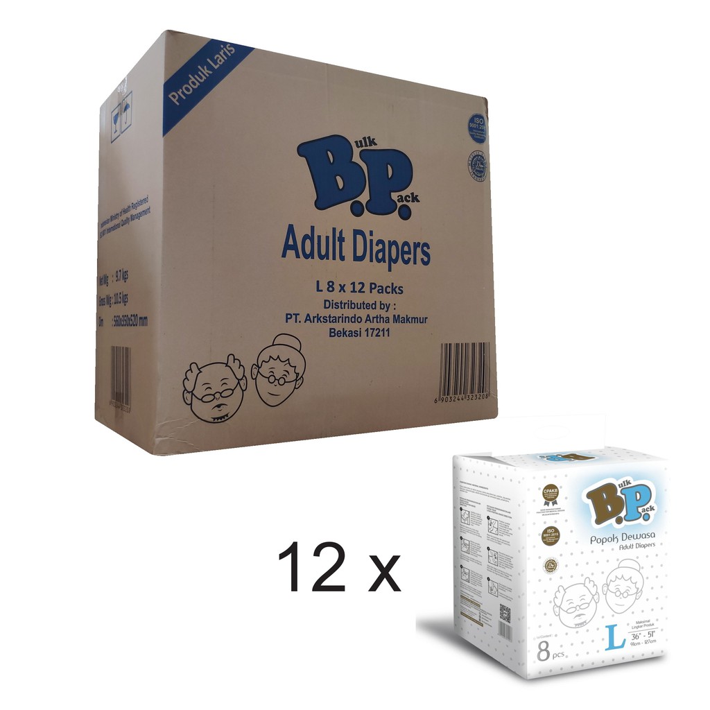 Jual OTO - BP Adult Diaper Popok Dewasa model Perekat ukuran L, isi 8 ...