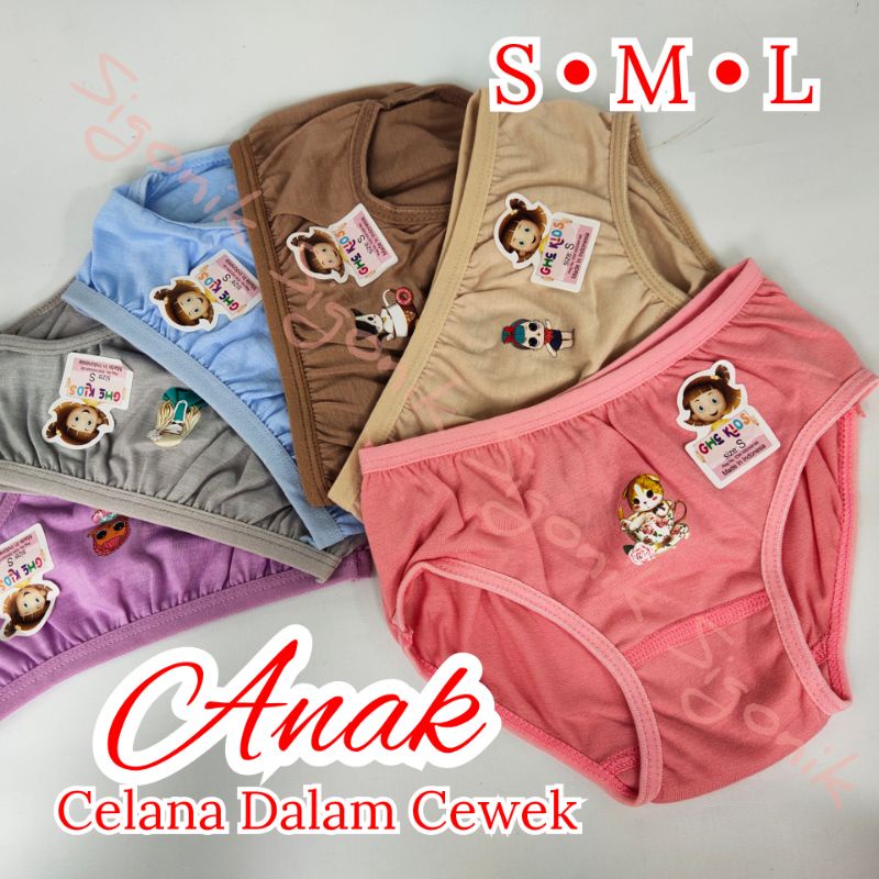 Jual CD Celana Dalam Anak Cewek Perempuan S M L Polos GHC Kids Motif ...