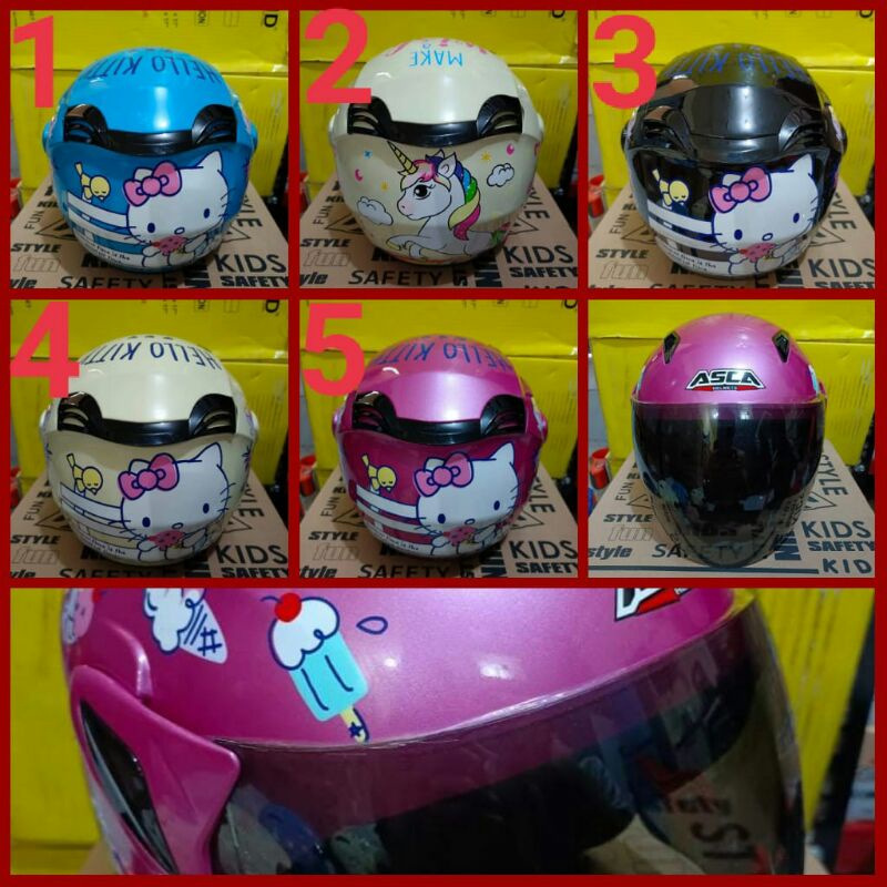 Jual HELM ANAK CEWEK MOTIF MEREK ASCA UKURAN XL 3 SAMPAI 11 TAHUN ...