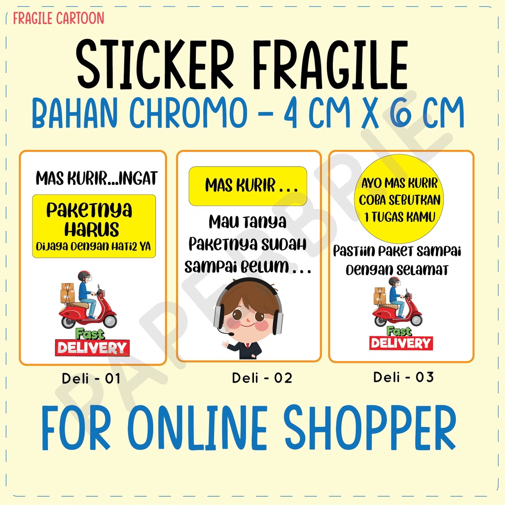 Jual Stiker Fragile Lucu - Label Pengiriman Imut 4x6 cm untuk Online ...