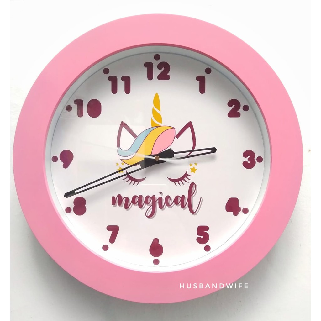 Jual Jam Dinding Unicorn Magical Pink (bisa custom nama) | Shopee Indonesia