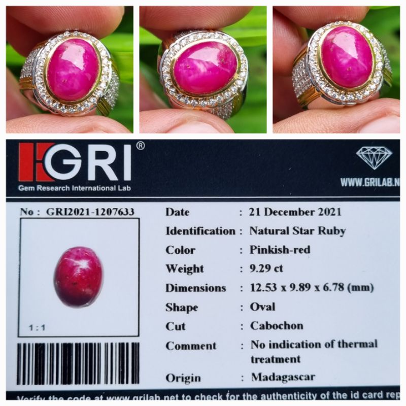 Jual Natural Star Ruby No Heat Memo 9.29 crt | Shopee Indonesia