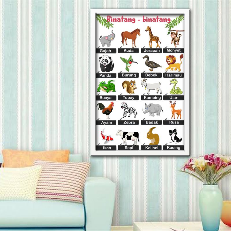 Jual Poster Mengenal Binatang edukasi anak PAUD TK SD | Shopee Indonesia