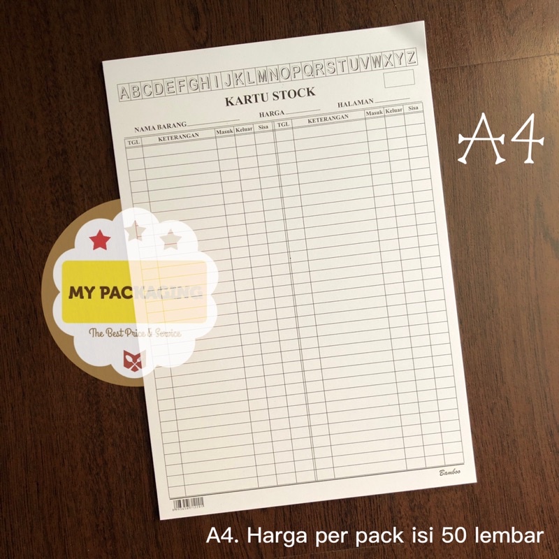 Jual Kartu Stock barang / Stock Card ukuran A4 [50 Sheets] | Shopee ...