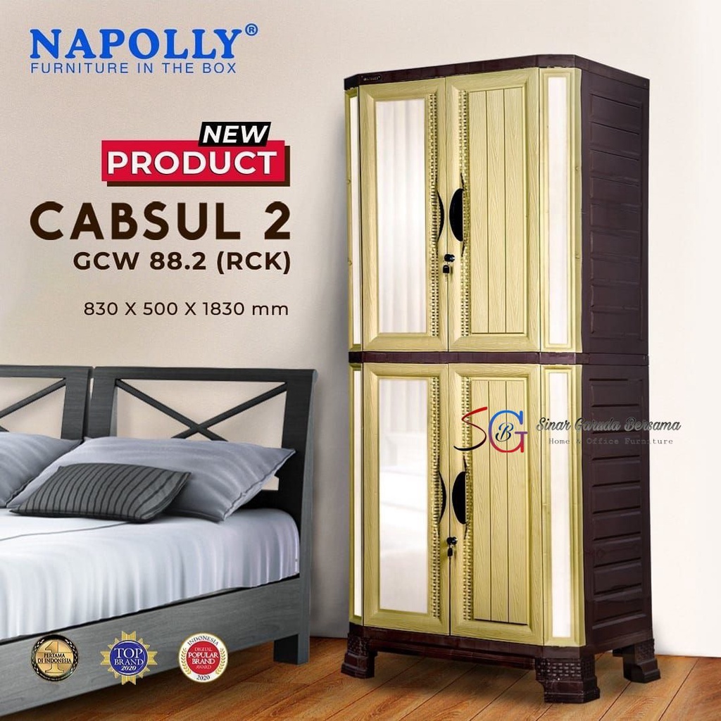 Jual LEMARI PAKAIAN PLASTIK 2 PINTU HANGER + RAK MERK NAPOLLY CABSUL ...