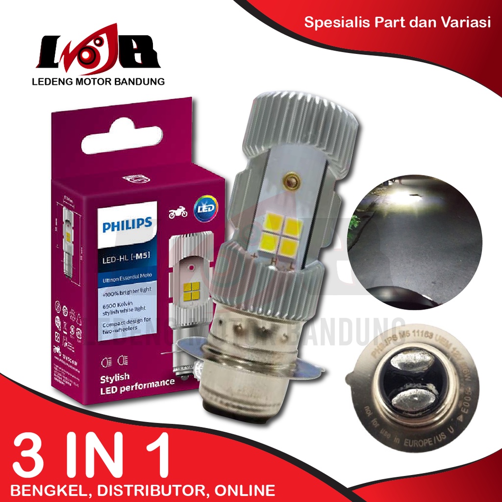 Jual Philips Ultinon Essential Moto LED HL M5 H6 AC/DC 12V Lampu Motor | Shopee Indonesia