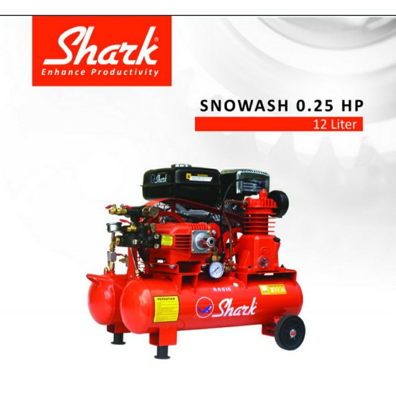 Jual Mesin Kompresor 12L 1/4 HP Shark Snow Wash Multifungsi 2 Tabung ...