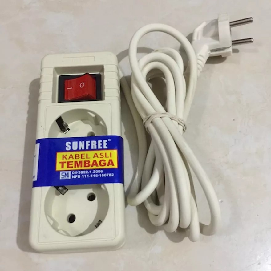 Jual Stop Kontak 2 Lubang 5 Meter Sunfree Visero Pioline / Colokan Listrik 2L 5m / Terminal ...