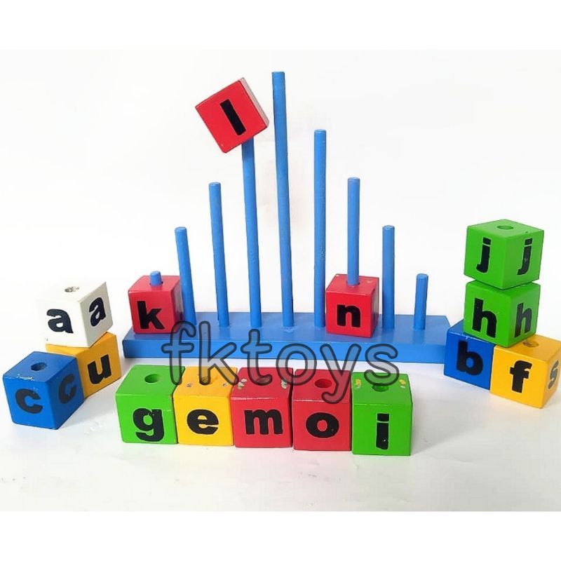Jual piramida balok huruf balok susun huruf /mainan edukasi | Shopee ...