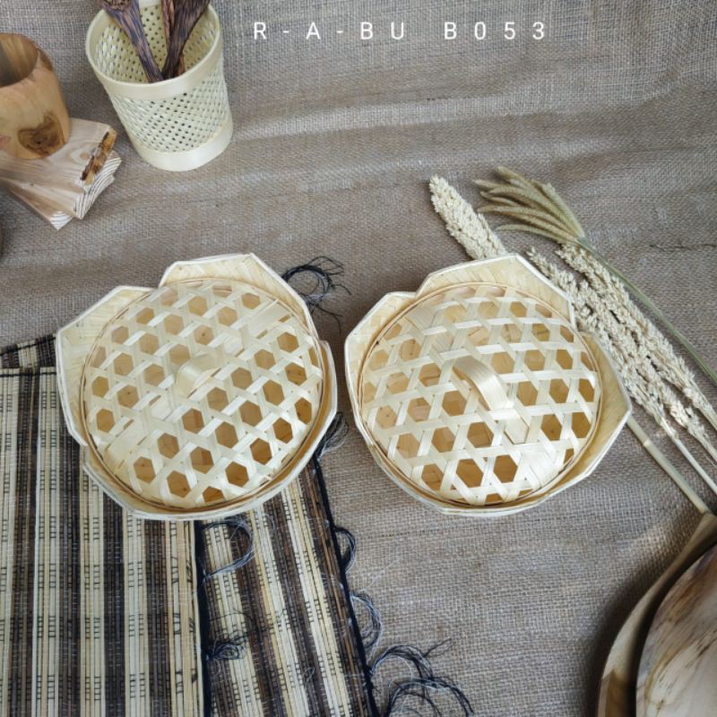 Jual (B053) Besek Teratai Bambu 19cm|Wadah Hampers|Parcel Buah|Lebaran ...