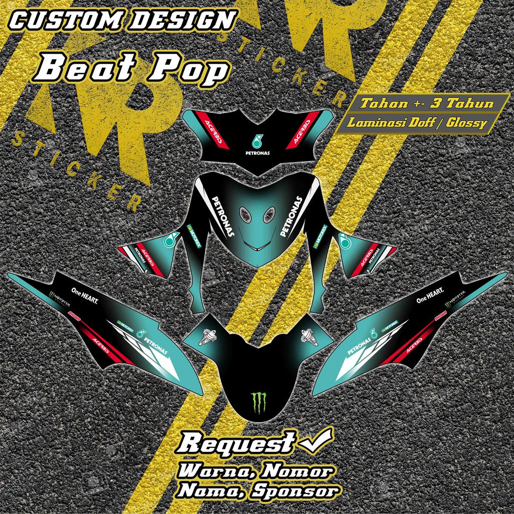 Jual Stiker Decal Beat Pop fullbody Custom Desain request warna, nama ...