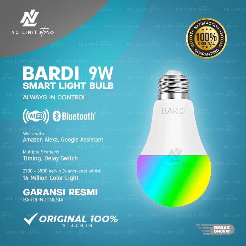 Jual BARDI Smart LIGHT BULB RGB+WW 9W Wifi Wireless For Home Automation ...