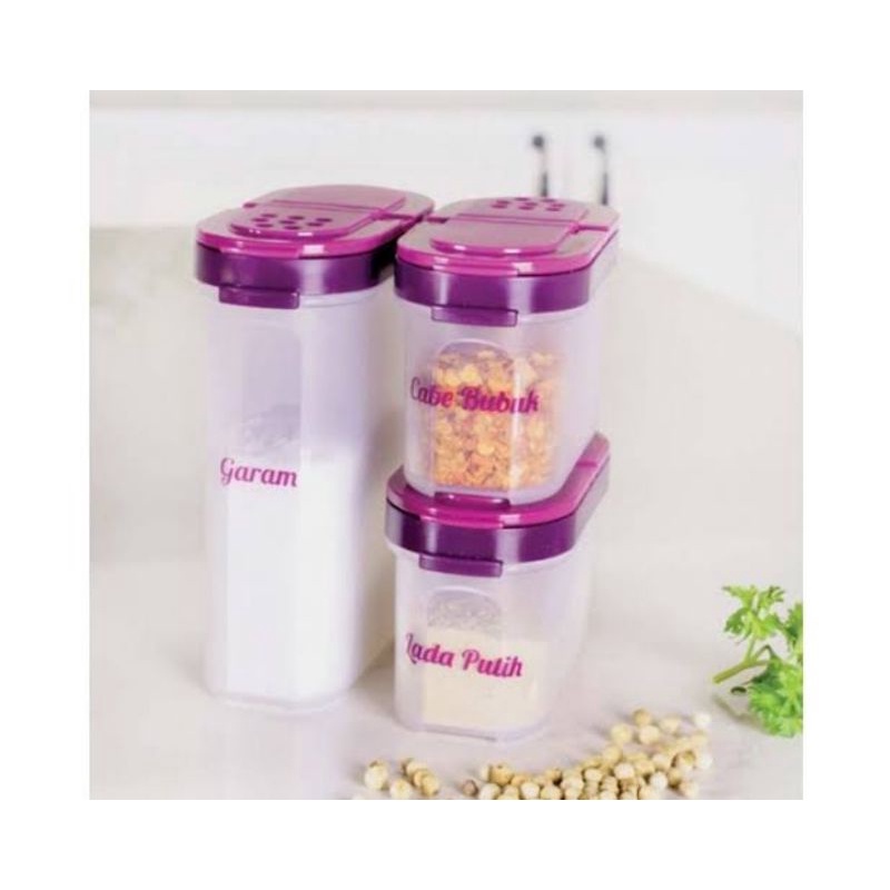 Jual SPICE T GO (3) / TEMPAT BUMBU / TEMPAT gula garam TUPPERWARE ...