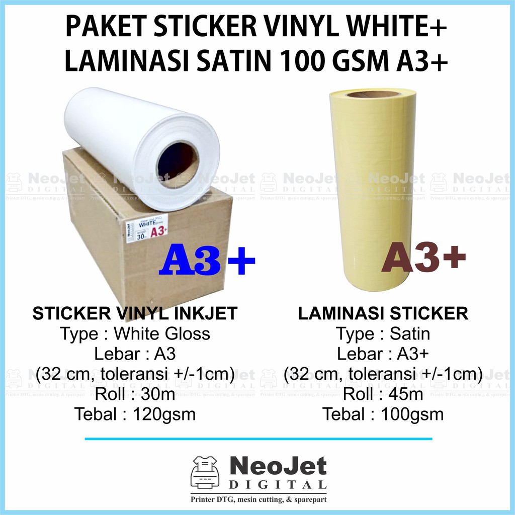 Jual Paket Sticker Stiker Vinyl Inkjet White Putih Laminasi Semi Matte ...