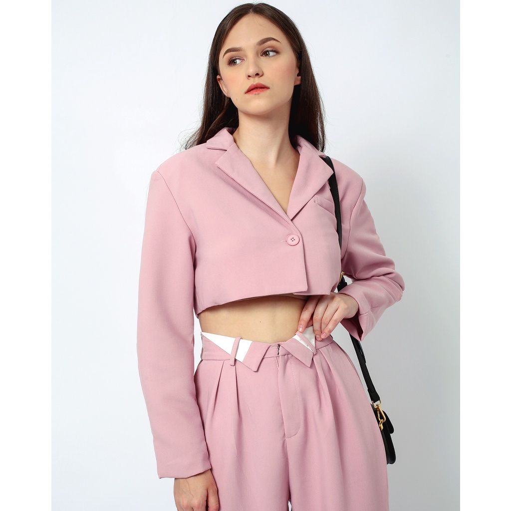 Jual One Set Crop Suits + Pants | Shopee Indonesia