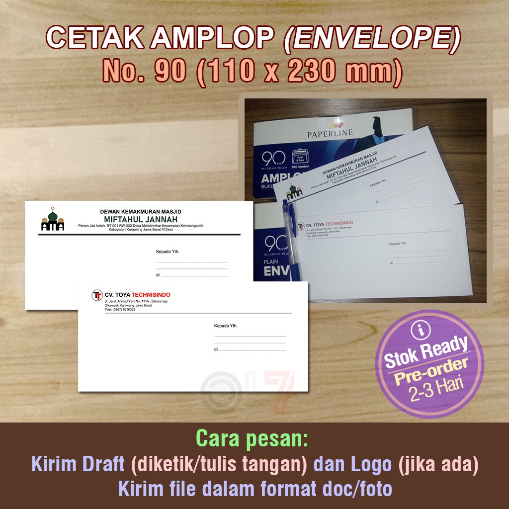Jual Print / Cetak Amplop, Kop dan Logo (No. 90) | Shopee Indonesia