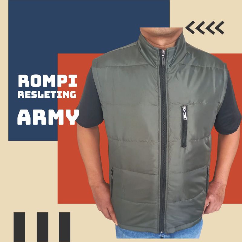 Jual Jaket Rompi Parasut Pria Ada Kantong Dalam Resleting Hitam Navy ...