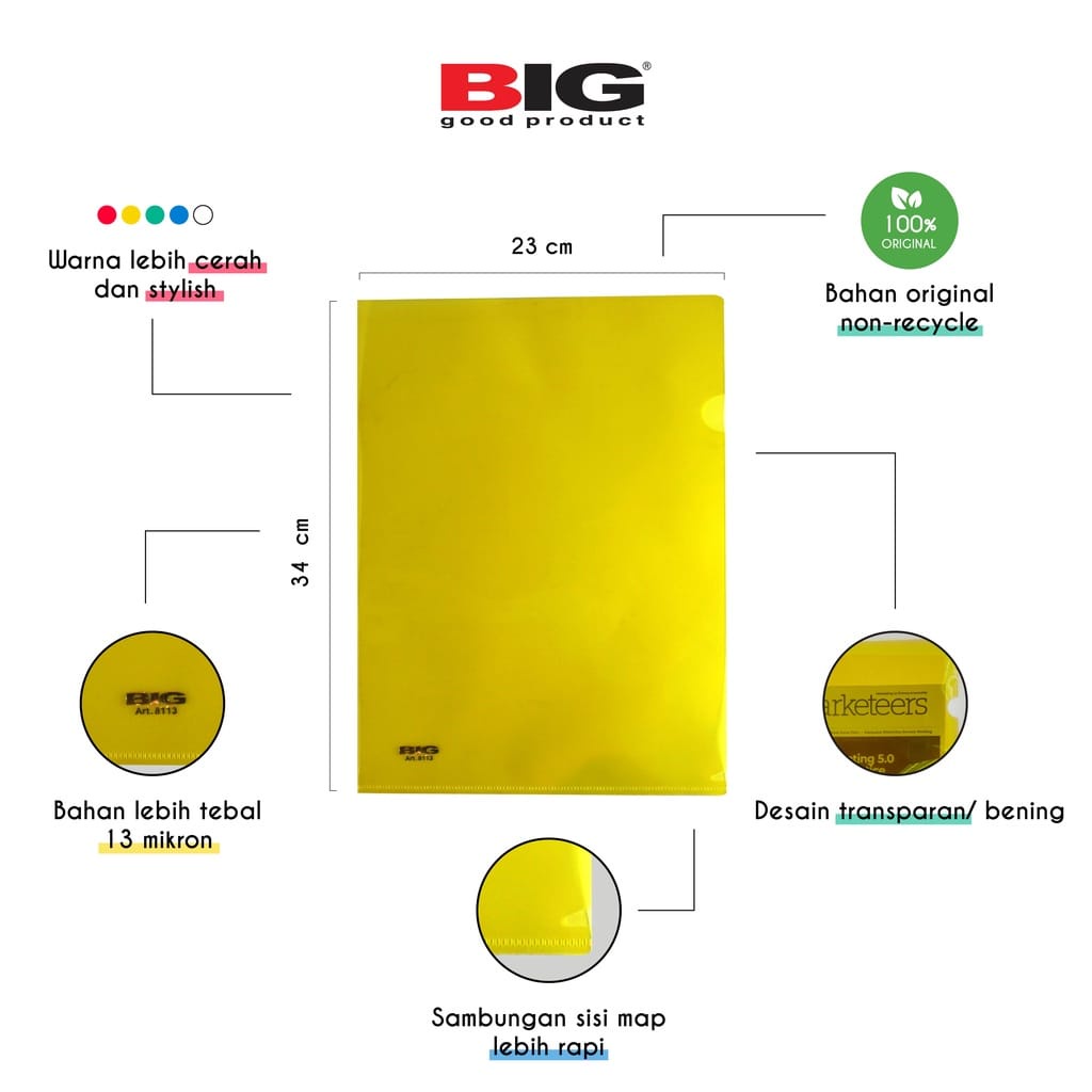 Jual MAP L BIG F4 (8113) PACK ISI 12 / MAP PLASTIK / CLEAR SLEVE / MAP ...