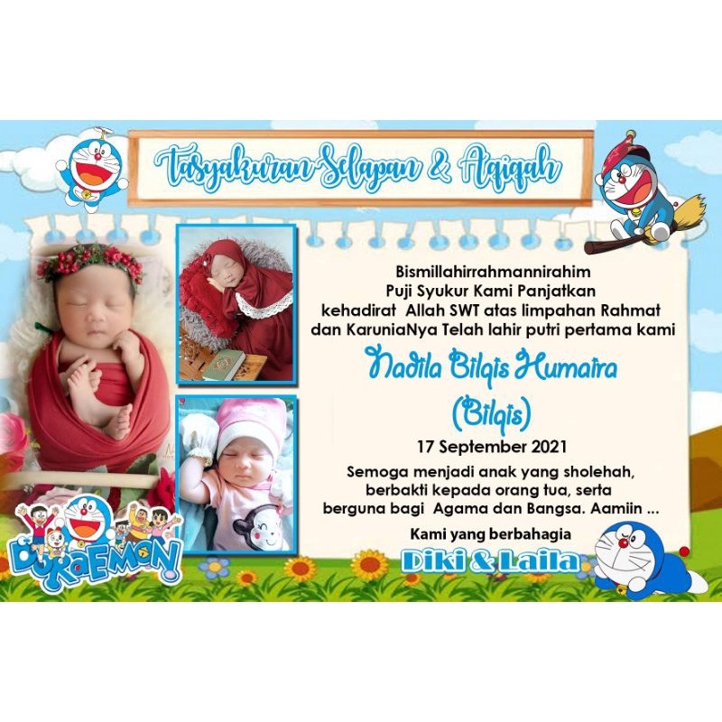 Jual kartu Syukuran aqiqah/ selapan tema Doraemon | Shopee Indonesia