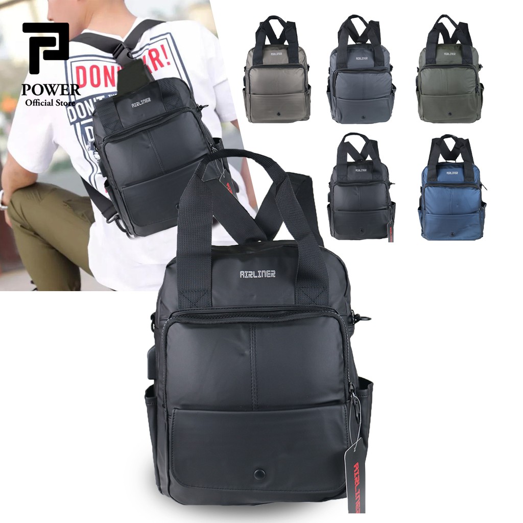 Jual Tas 3 in 1 Airliner Ransel ABG Tas Selempang Pria 2 USB Port Tas ...