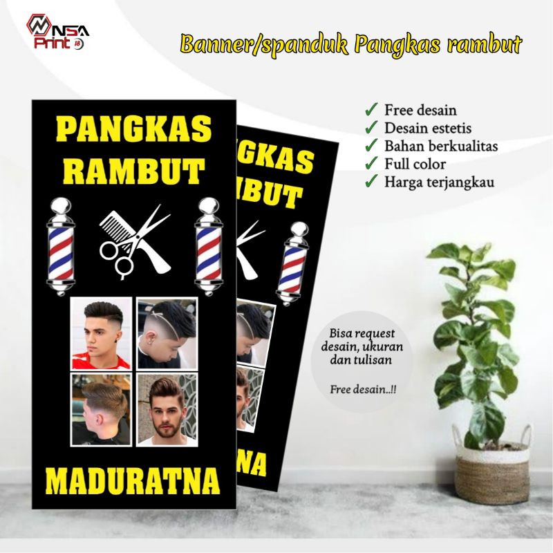 Jual spanduk/banner, spanduk pangkas rambut, banner barbershop BELI 1 ...