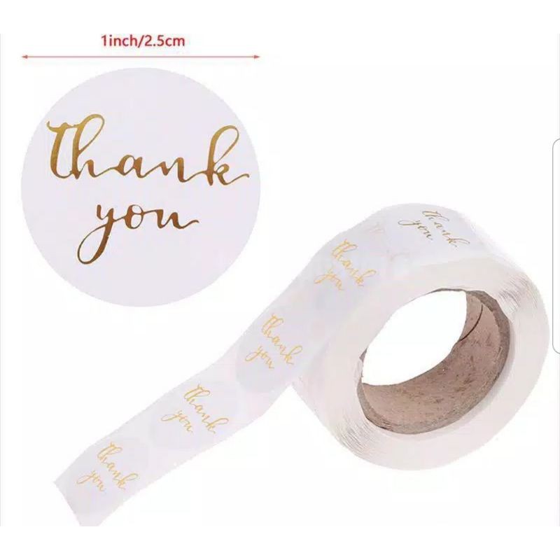 Jual C5 sticker label toko kemasan paper murah thank you tulisan gold ...