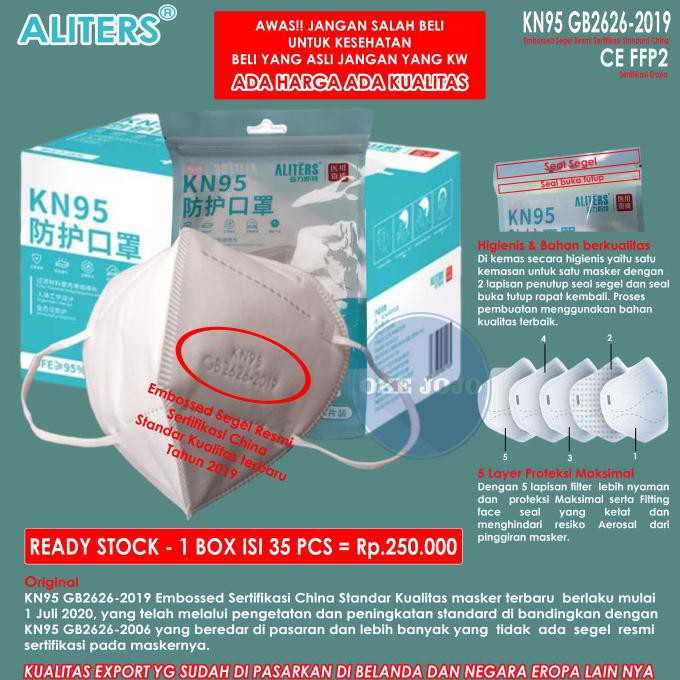 Jual MASKER MEDIS KN95 5PLY ORIGINAL 35 PCS PER BOX SERTIFIKASI ALITERS | Shopee Indonesia