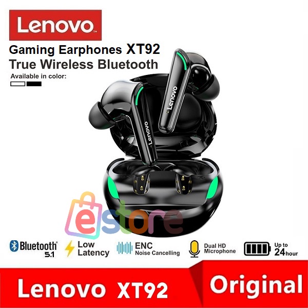 Jual LENOVO XT92 Gaming Headset True Wireless Bluetooth 5.1 Earphone Earbuds TWS Original ...