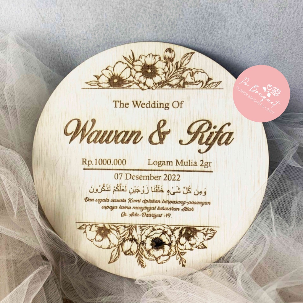 Jual Hiasan mahar kayu | grafir bulat | dekorasi mahar kayu rustic ...