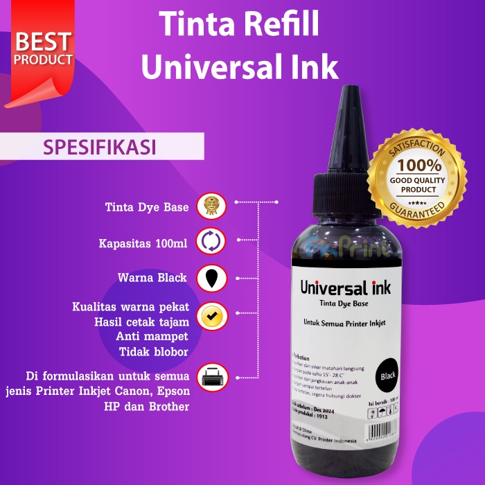 Jual Tinta Universal Ink Black 100ml, Tinta Dye Base | Shopee Indonesia