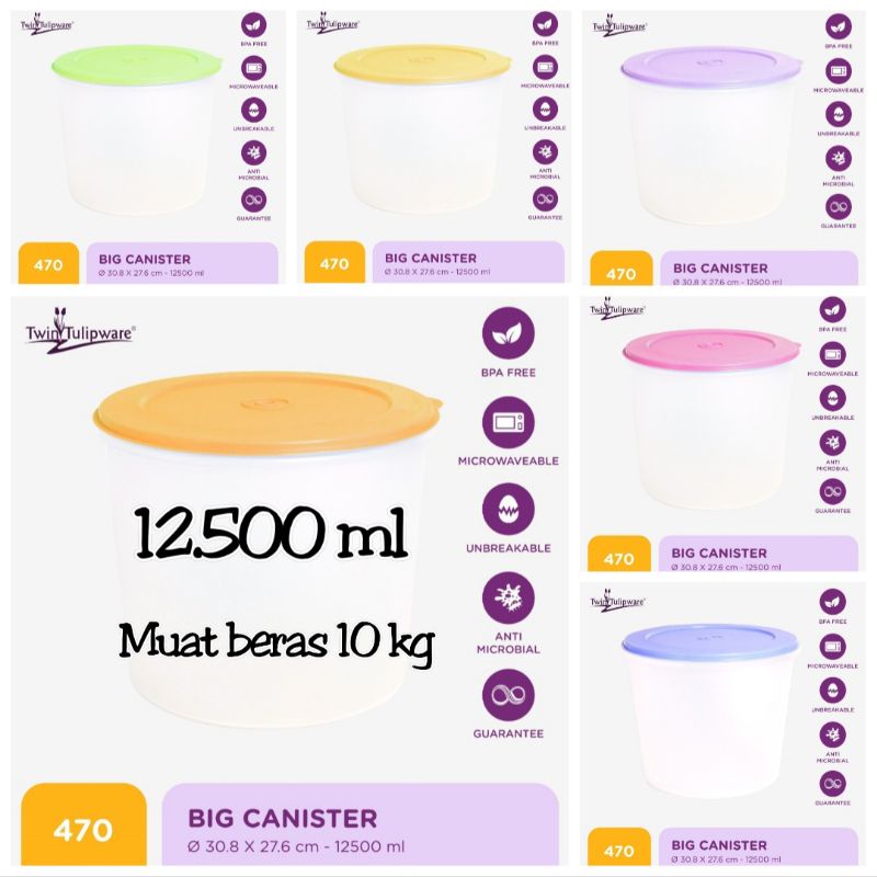 Jual sale!! Tulipware big canister 12.500 ml. | Shopee Indonesia