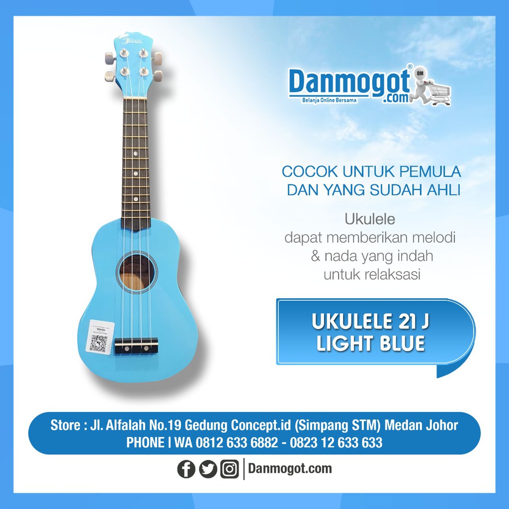 Jual Ukulele 21 Inci 21J Blue (Gitar kecil, Akustik, Gitar elektrik ...