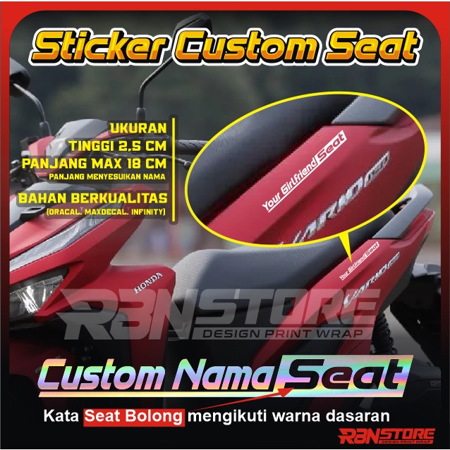 Jual STIKER SEAT CUSTOM NAMA BEBAS CUTTING STICKER MOTOR WARNA HOLOGRAM ...