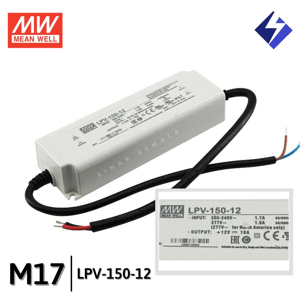 Jual MEANWELL Power Supply LPV-150-12 Slim IP67 12V DC 10A 150W Trafo Waterproof Garansi ...