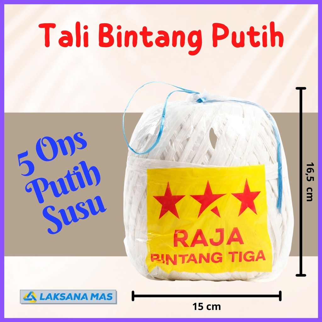 Jual Tali Rafia Plastik Laksanamas Merek Bintang Putih 5 Ons | Kuat, ± ...
