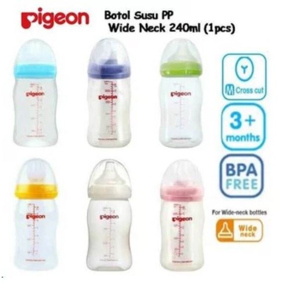 Jual Pigeon Botol Wide Neck Peristaltic Plus Nipple Botol Asi 240ml ...