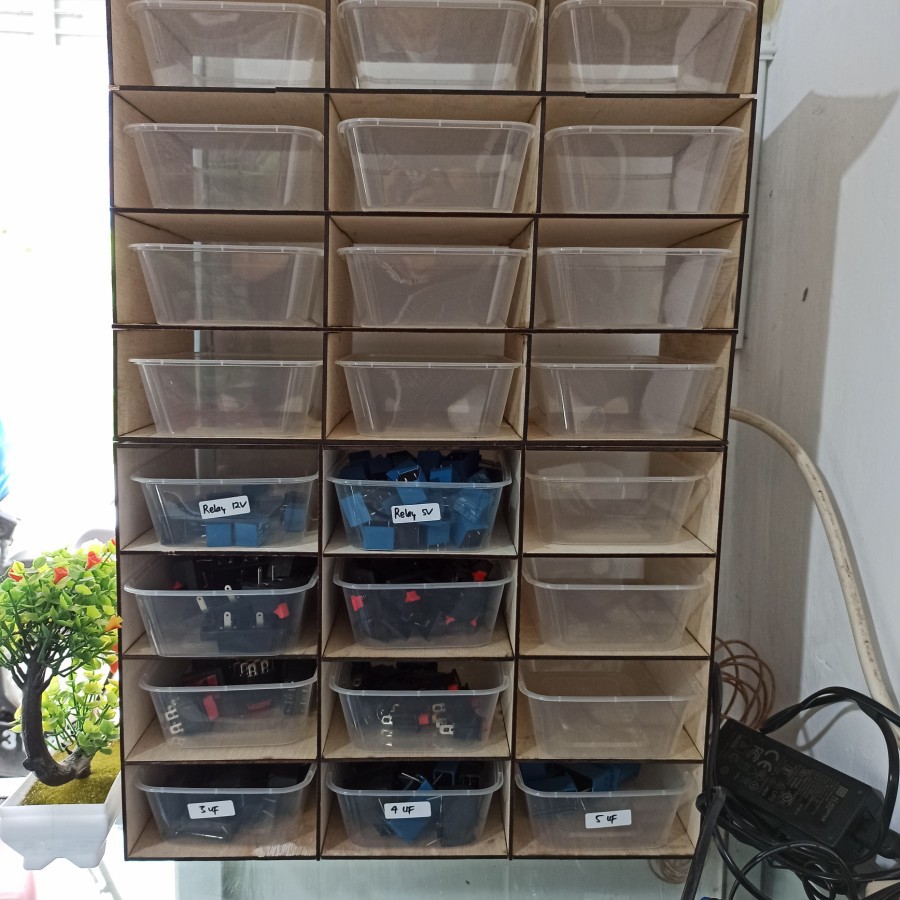 Jual rak komponen besar 12 slot kayu triplek 37x27x18 raco raako racoo ...