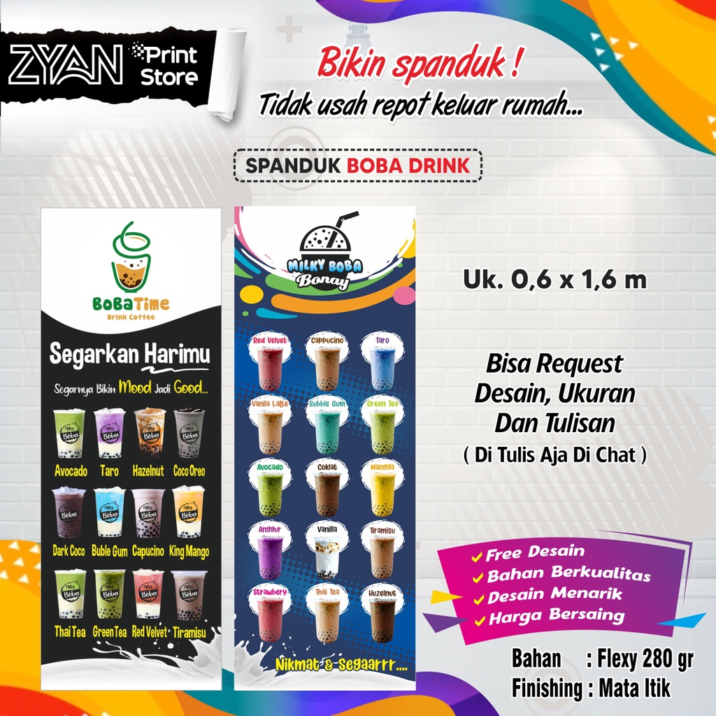 Jual SPANDUK BANNER MINUMAN ES BOBA | Shopee Indonesia