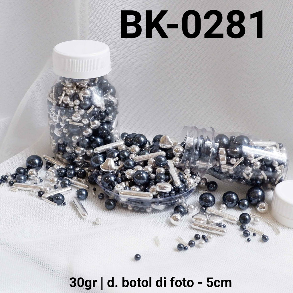 Jual BK-0281 YBB Sprinkles sprinkle springkel 30gr hitam silver perak ...