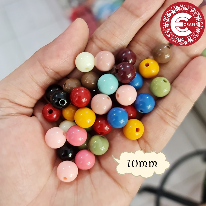 Jual ACRYLIC BEADS ROUND MANIK-MANIK BULAT 8MM 10MM 12MM | Shopee Indonesia
